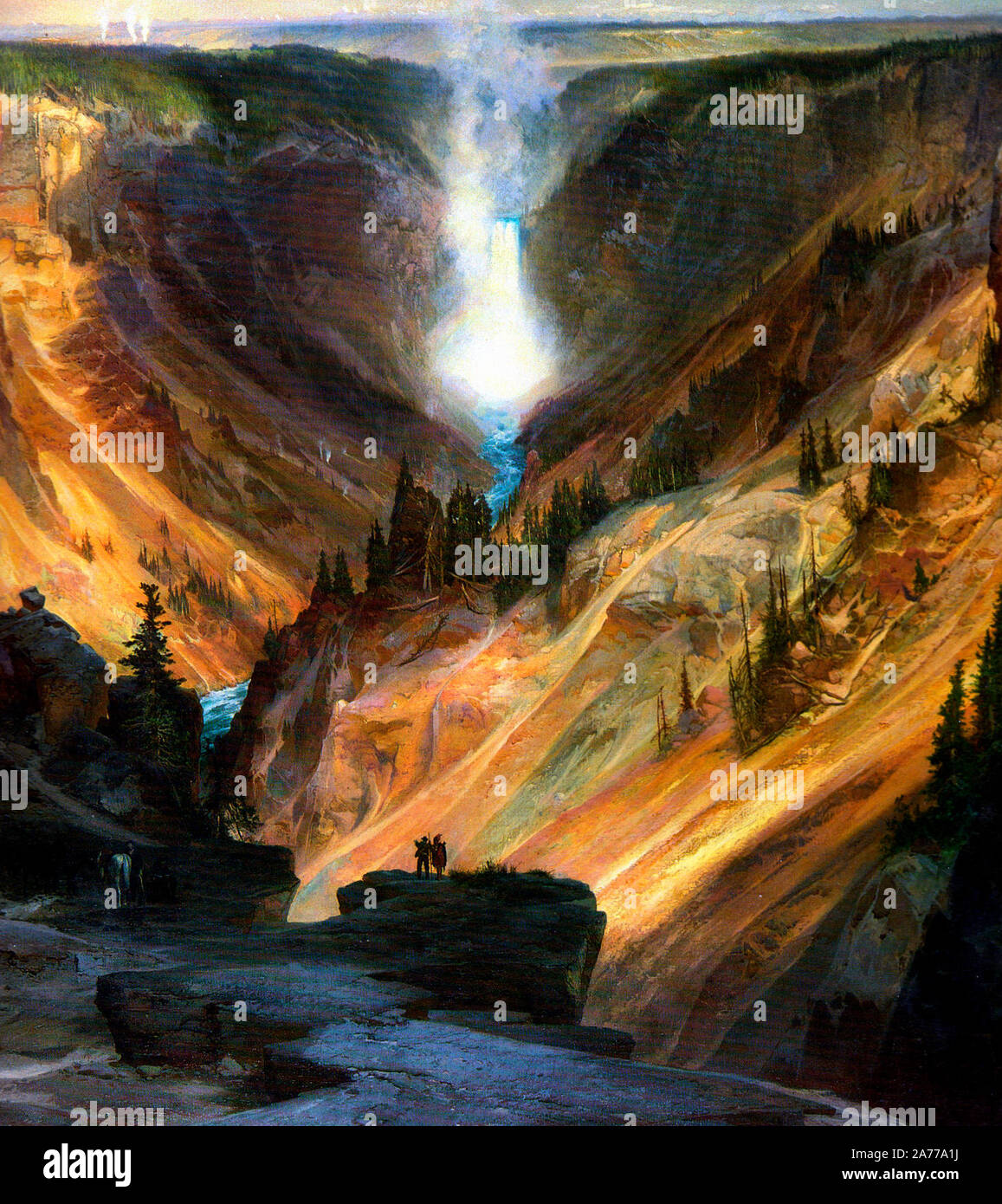 The Grand Canyon of the Yellowstone - Thomas Moran, 1872 Stock Photo ...