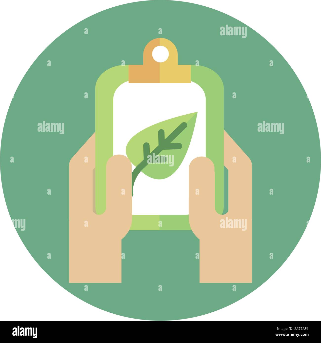 hands with clipboard leaf green energy block icon vector illustration ...