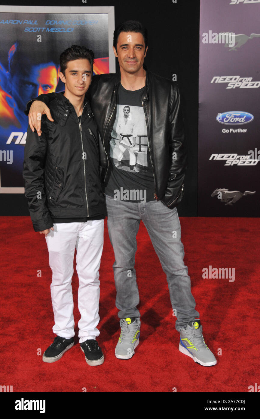 LOS ANGELES, CA - MARCH 6, 2014: Gilles Marini & son George Marini at ...