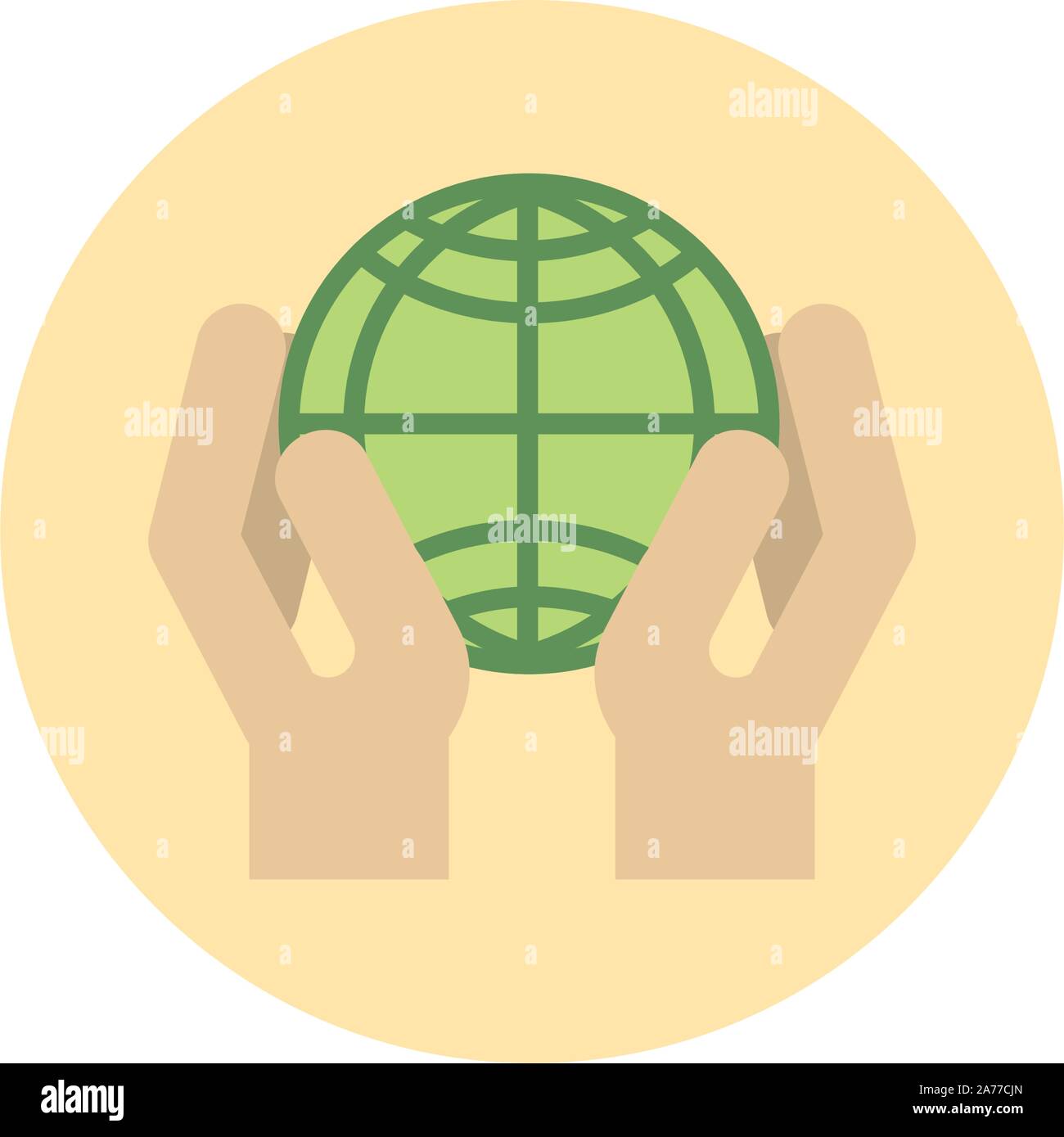 hands with green world energy block icon vector illustration Stock ...