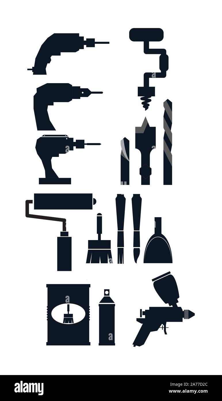 construction tools icon set pack, High Quality variety symbols Vector ...