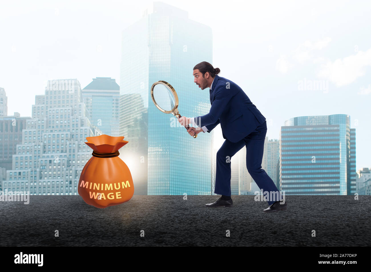 The concept of minimum wage with businessman Stock Photo - Alamy