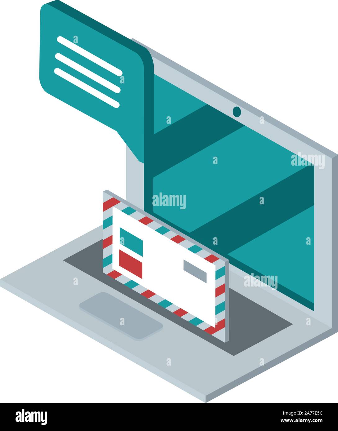 laptop envelope letter message postal mail isometric vector ...