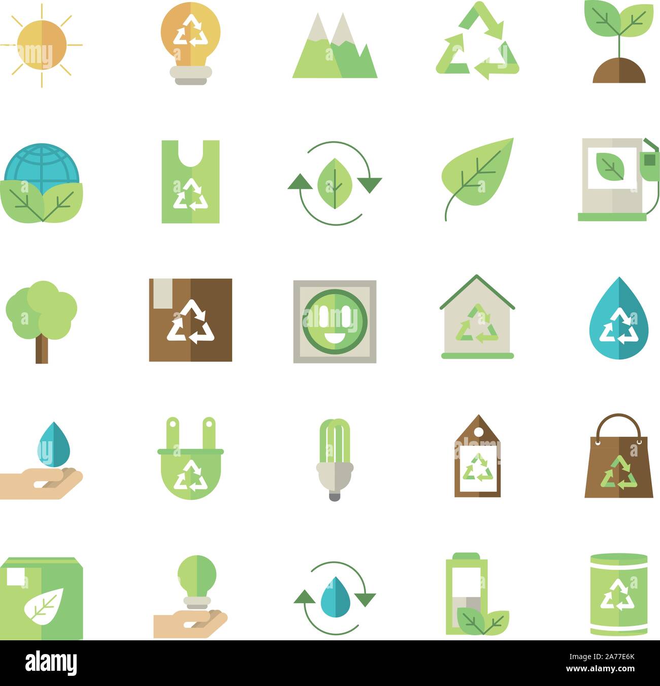 ecological green energy icons collection vector illustration Stock ...