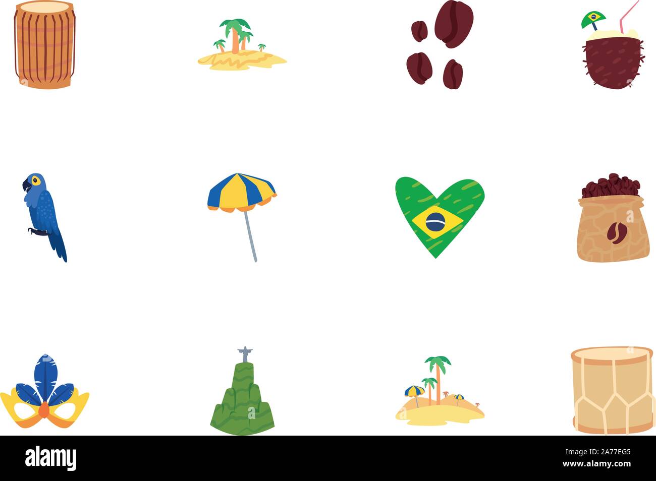 set of icons of rio de janeiro carnival on white background vector ...