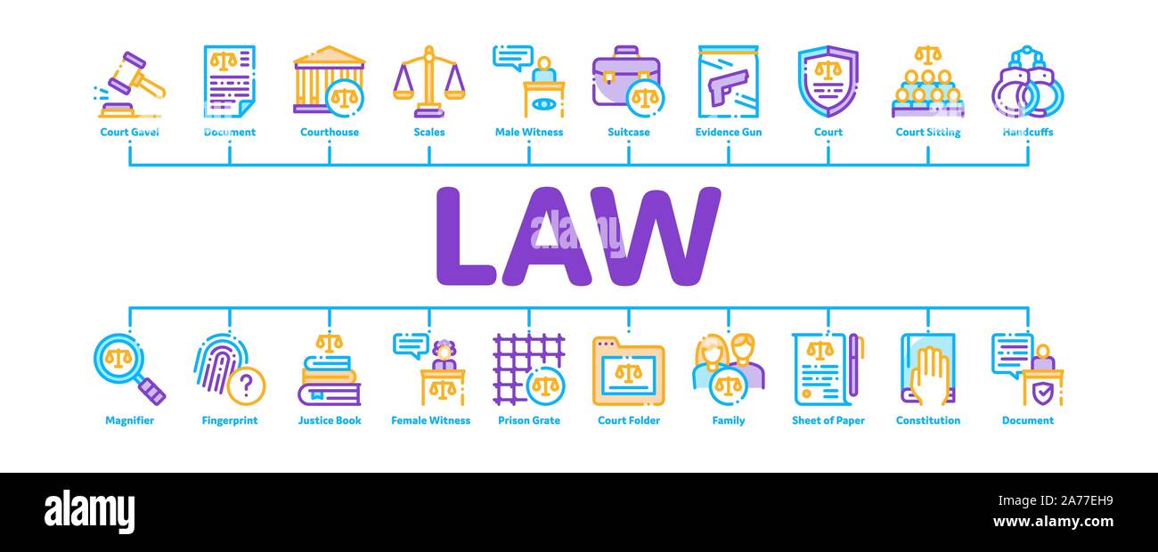 Law And Judgement Minimal Infographic Banner Vector Stock Vector Image ...