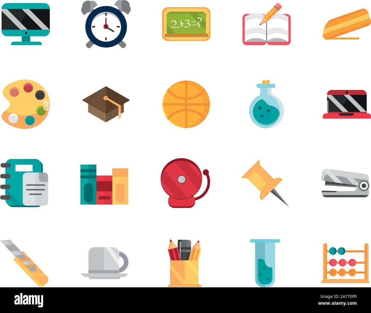 school and education supplies icons set vector illustration Stock ...