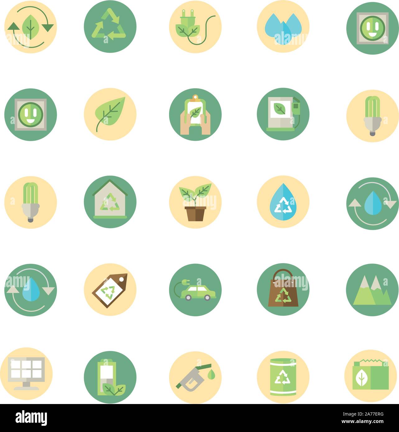 ecological green energy block icons collection vector illustration ...