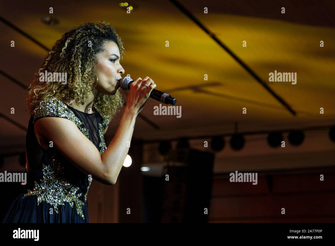 Paris, France. 14th October, 2019.The singer of The Charly's Angels ...