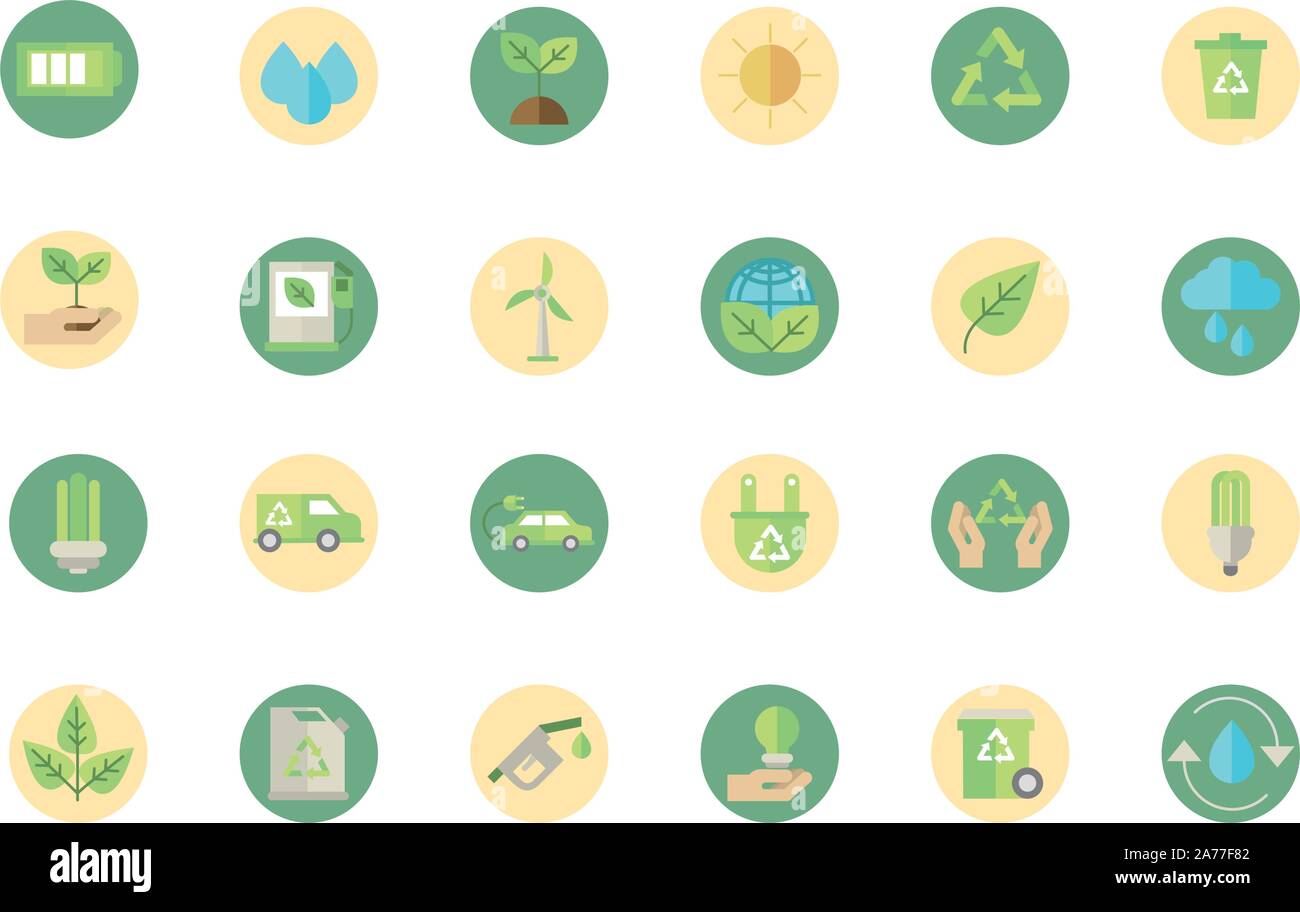 ecological green energy block icons collection vector illustration ...
