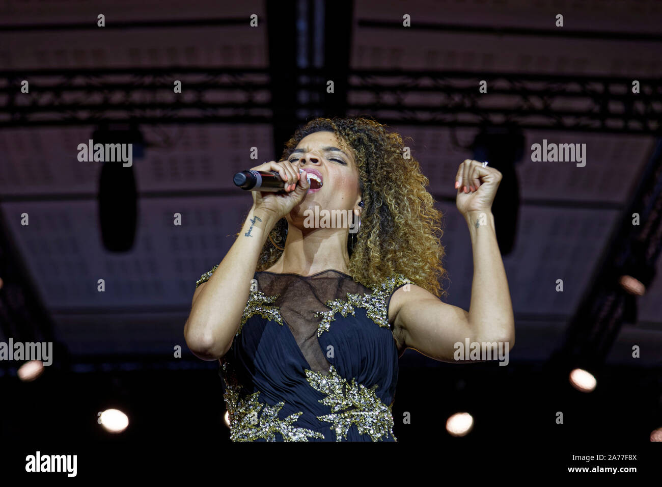 Paris, France. 14th October, 2019.The singer of The Charly's Angels ...