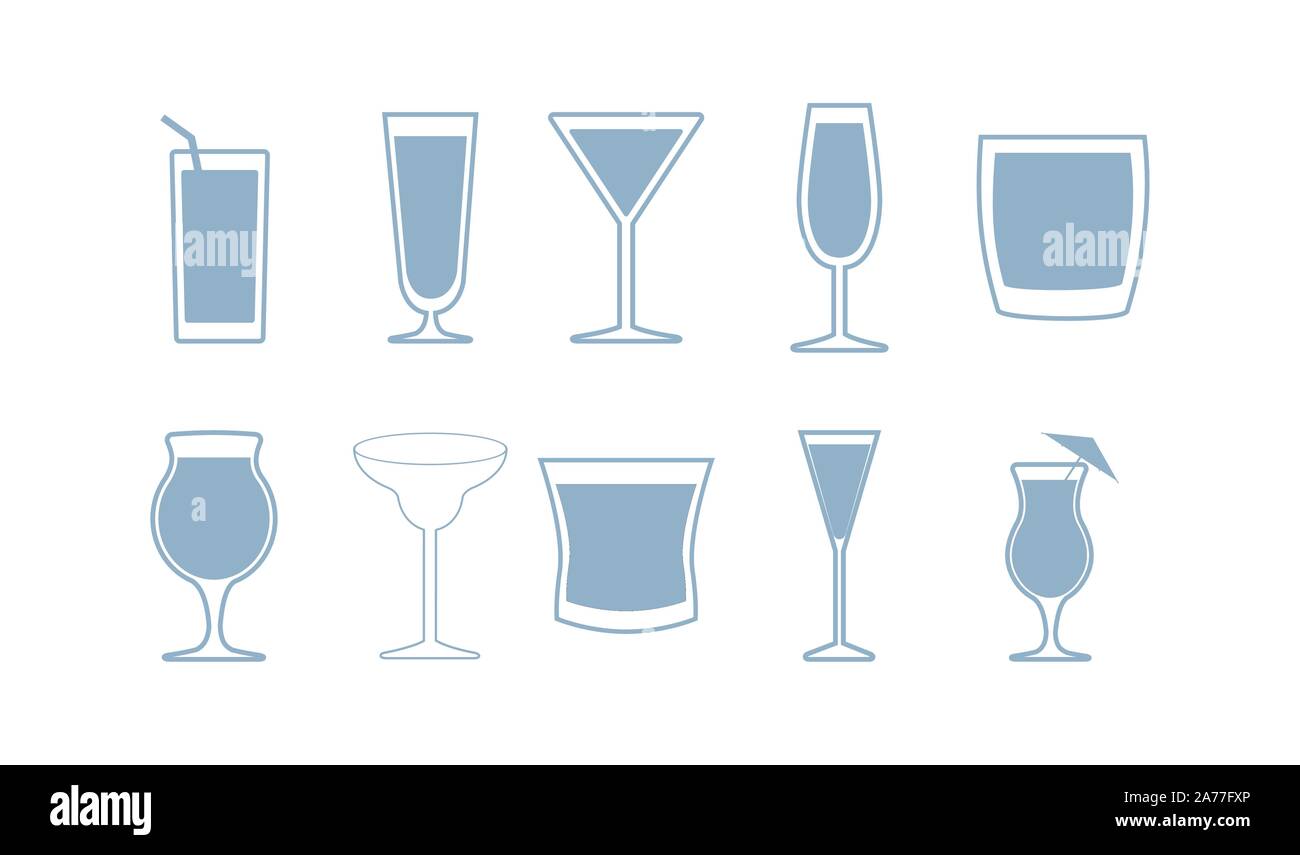 Cocktails icon set pack, High Quality variety symbols Vector ...