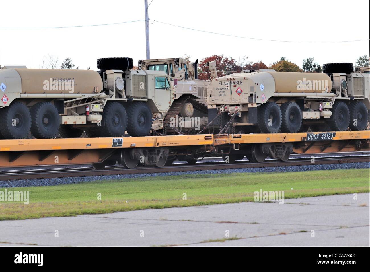 Military vehicles and equipment belonging to the 389th Engineer ...