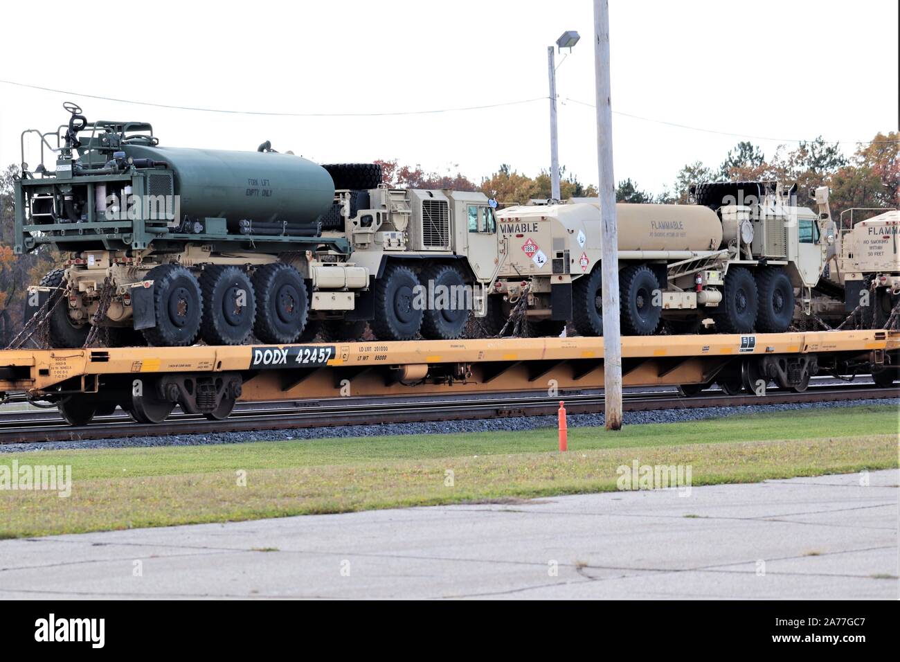 Military vehicles and equipment belonging to the 389th Engineer ...
