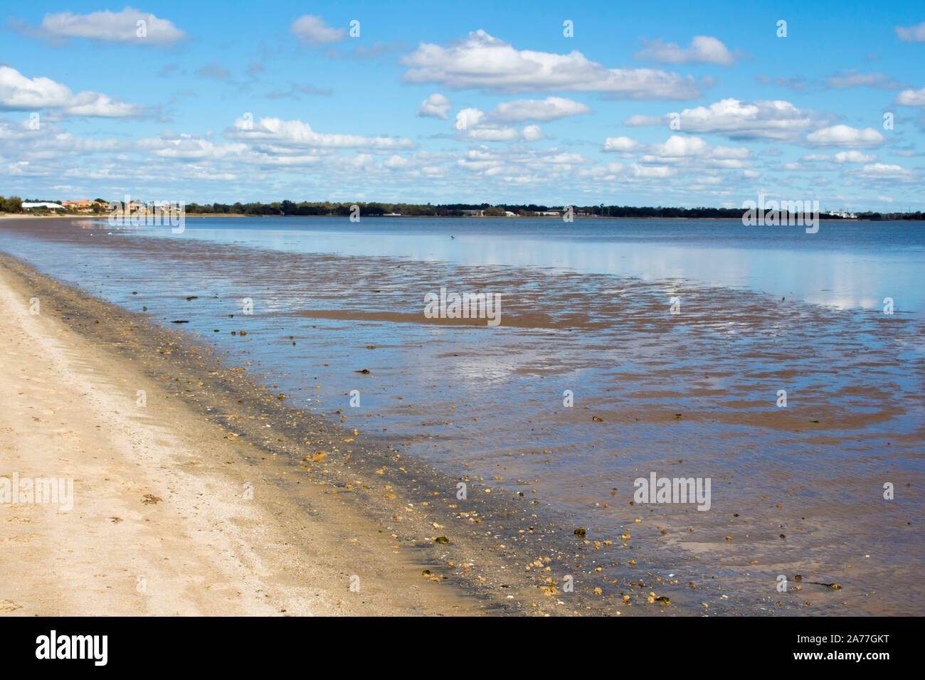 A tranquil scenic view of the landscape at the shallow end of the ...