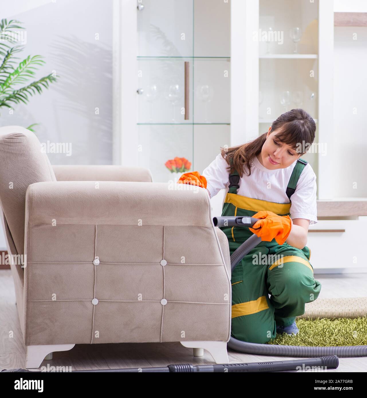 The professional cleaning contractor working at home Stock Photo - Alamy