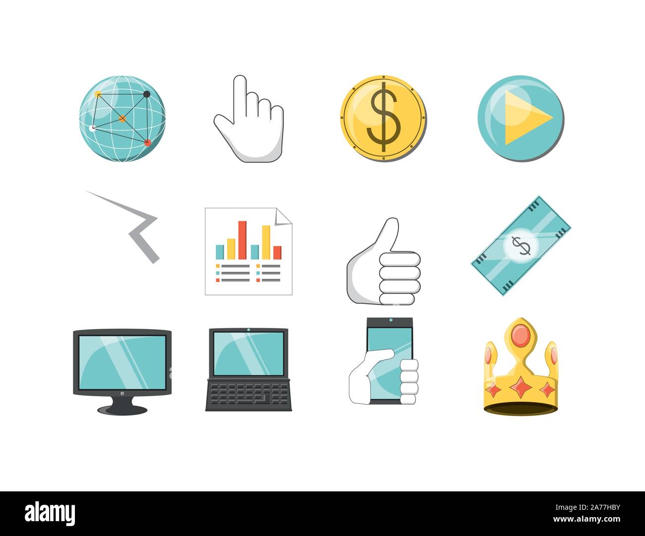 digital icon set pack, High Quality variety symbols Vector illustration ...