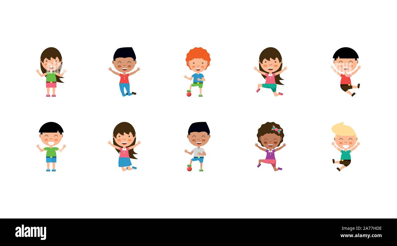 kids cartoons icon set pack, High Quality variety symbols Vector ...