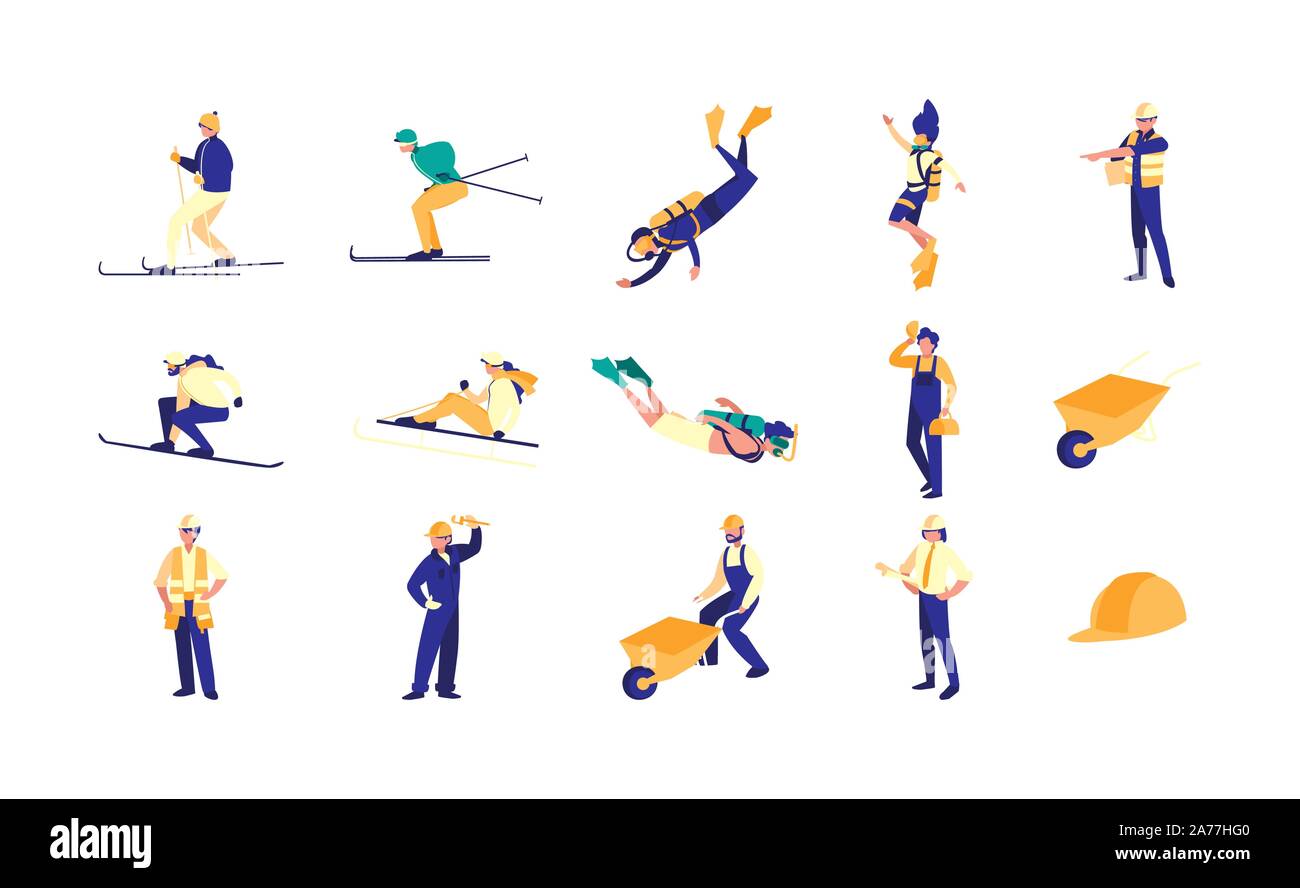 sport and jobs icon set pack, High Quality variety symbols Vector ...