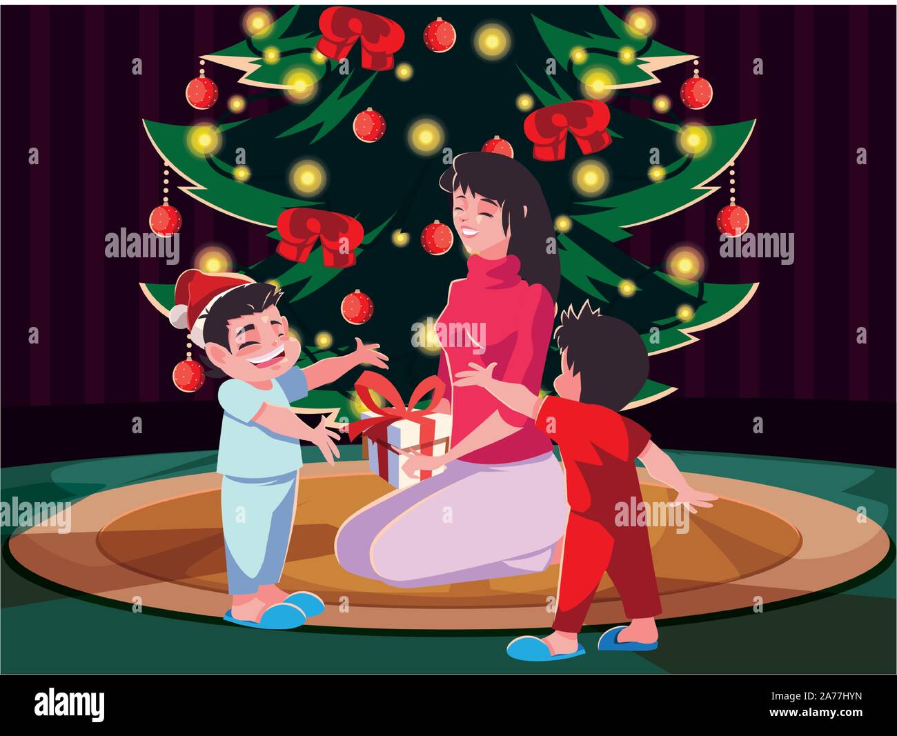 Family design, Merry christmas season decoration card invitation ...