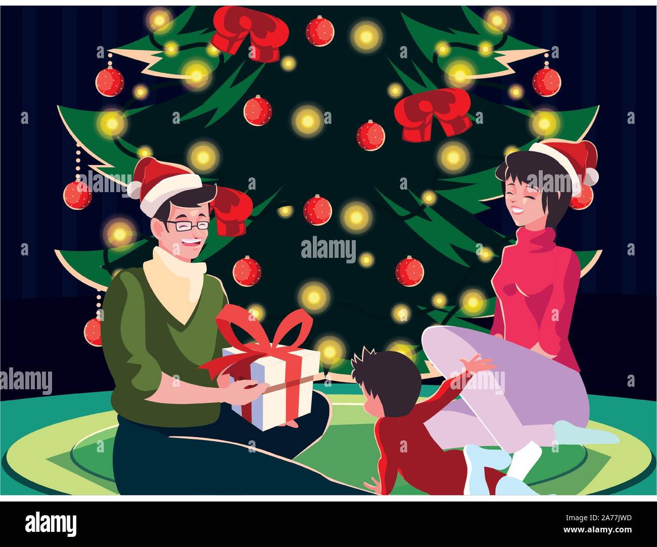 Family design, Merry christmas season decoration card invitation ...