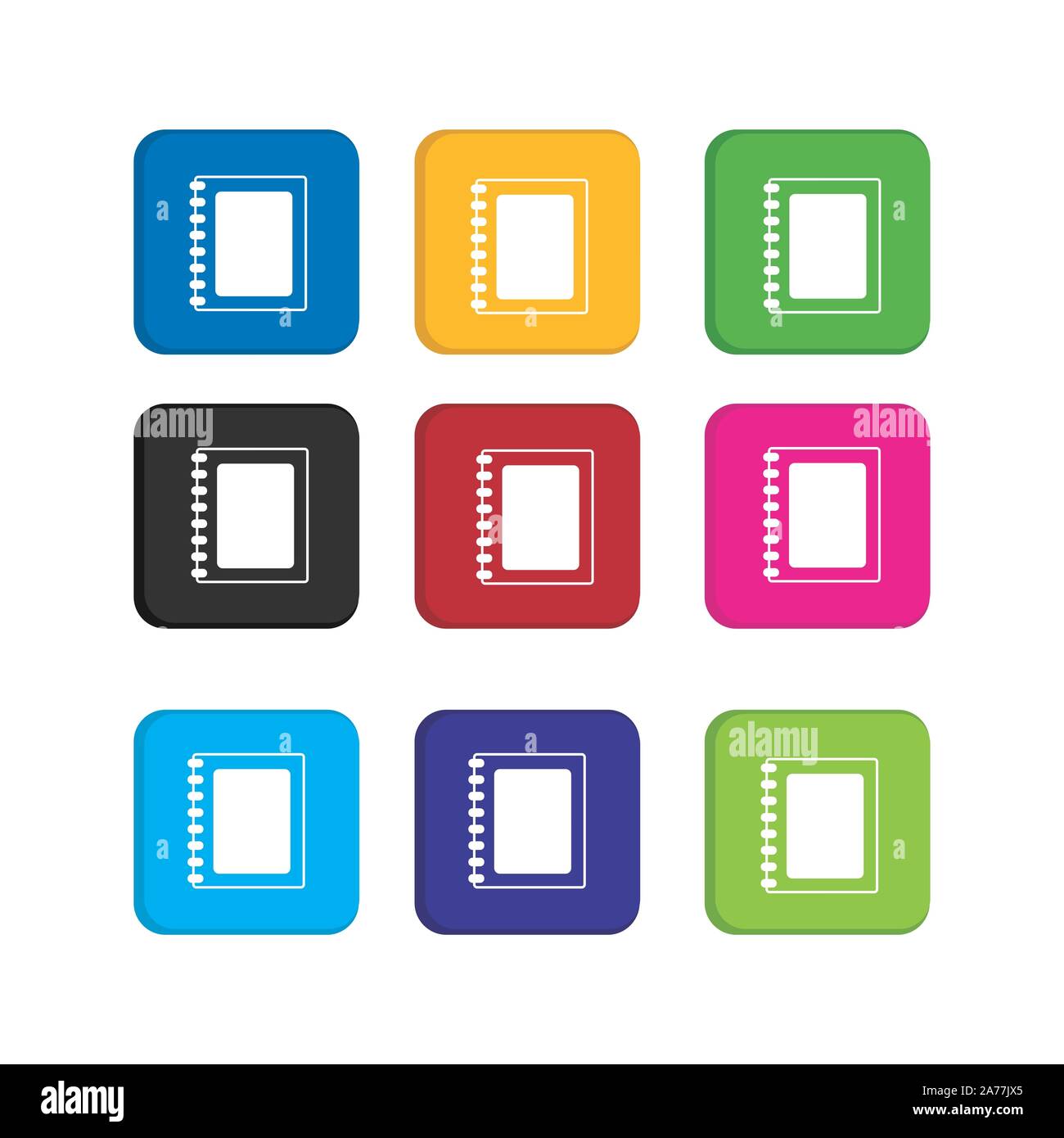 set colorful note icon for smart phone application and web icon Stock ...