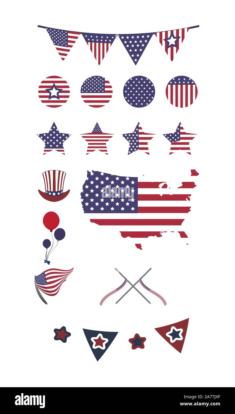 usa icon set pack, High Quality variety symbols Vector illustration ...