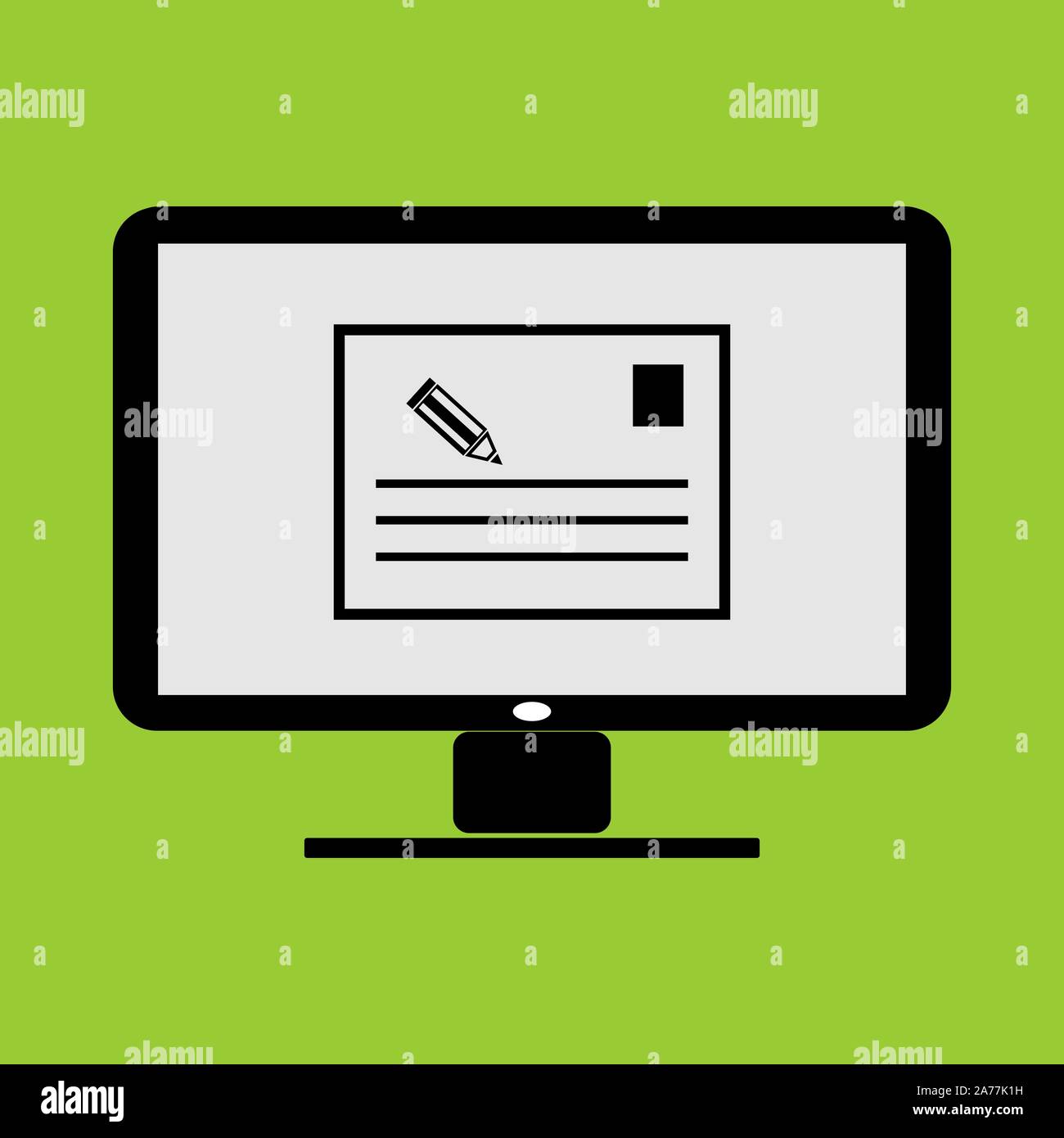 note pad or memo thumbnail application in LC monitor PC computer vector ...