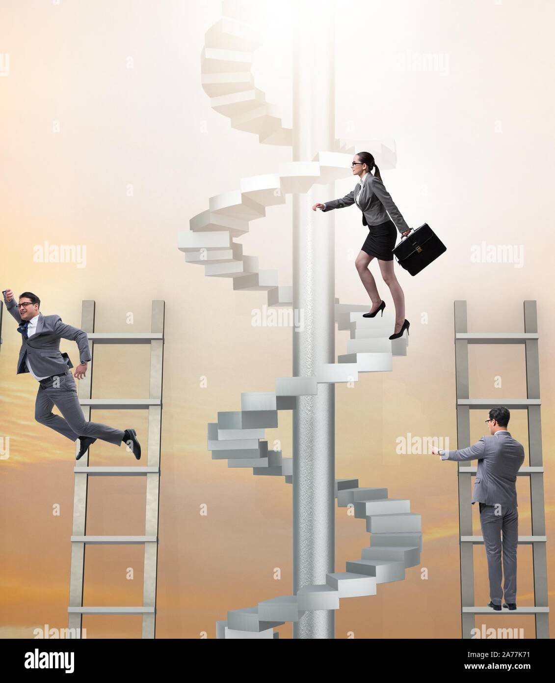 Female winner staircase hi-res stock photography and images - Alamy