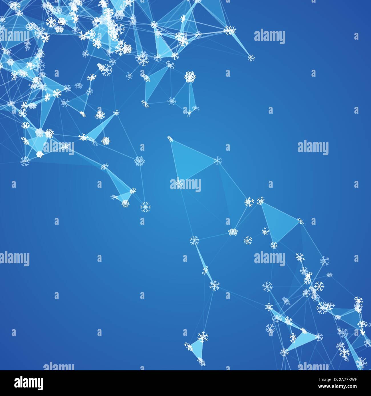 Christmas technology background with snowflakes over triangular ice ...