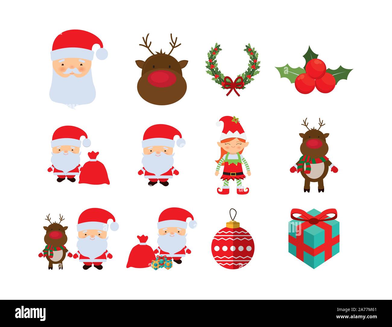 merry christmas icon set pack, High Quality variety symbols Vector ...
