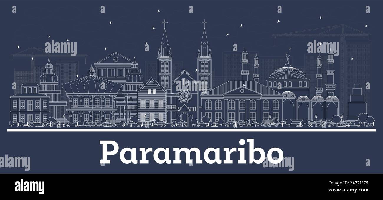 Outline Paramaribo Suriname City Skyline with White Buildings. Vector ...