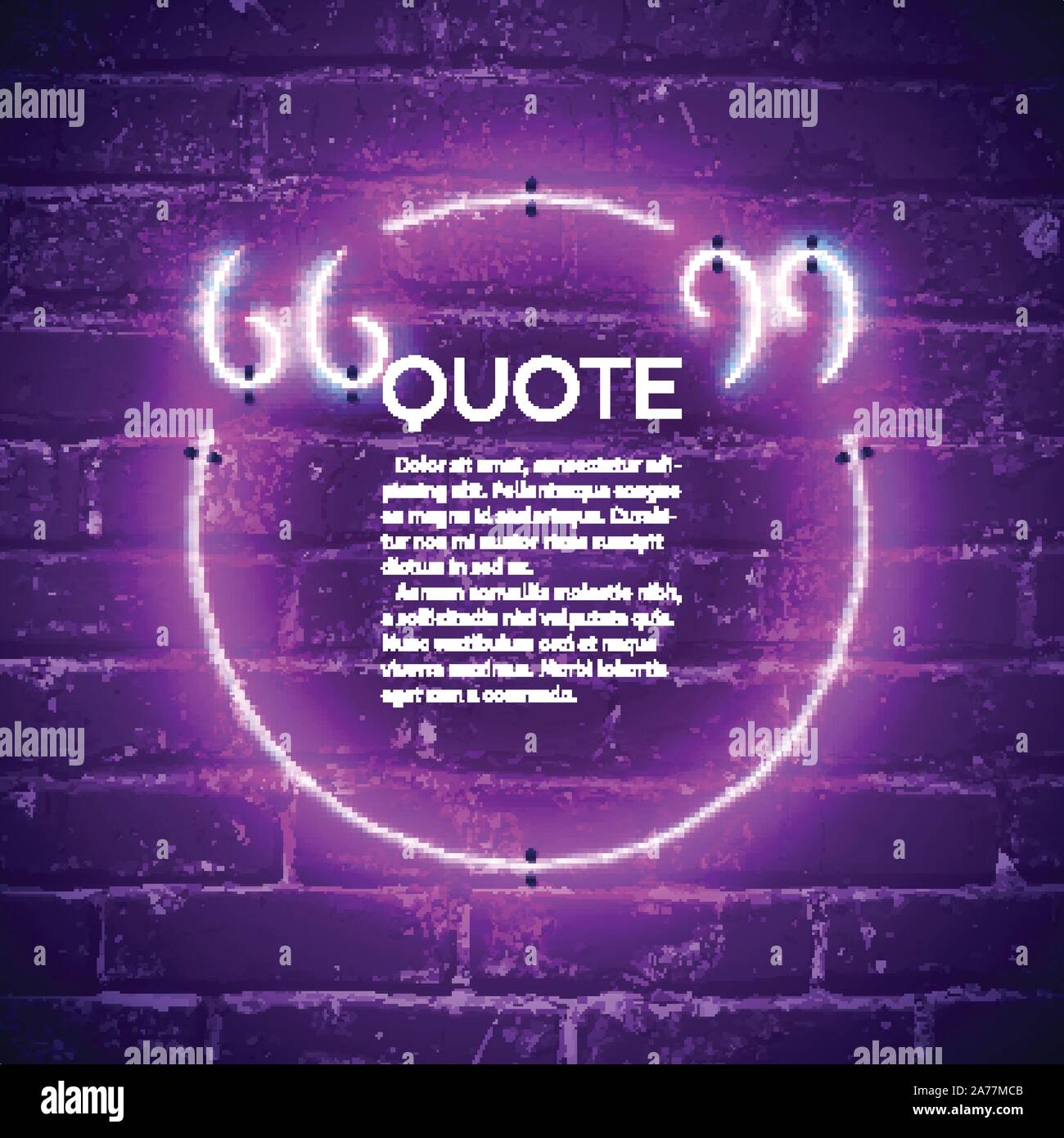 Retro neon glowing quote marks frame on the wall Stock Vector Image ...