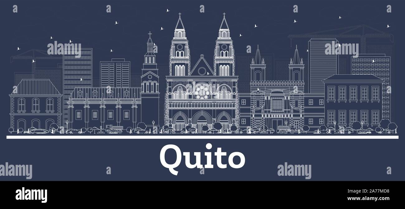 Outline Quito Ecuador City Skyline with White Buildings. Vector ...