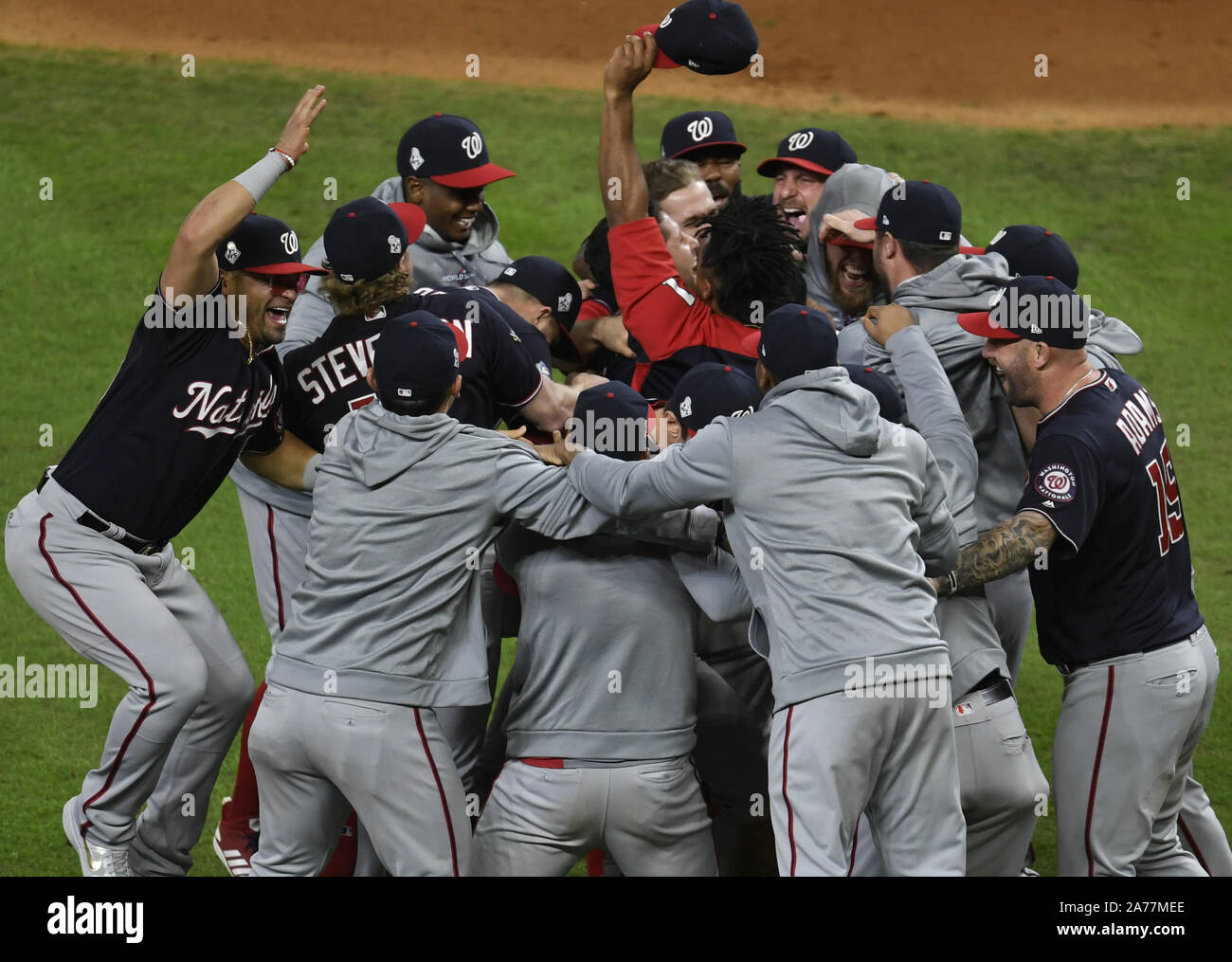 Houston, United States. 30th Oct, 2019. Washington Nationals players ...