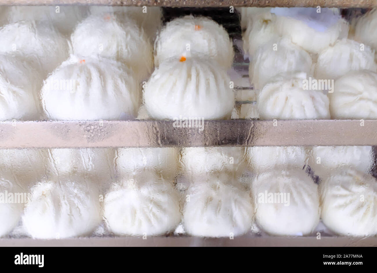 Steam Buns in the streamer waiting for buyer in the Chinese restaurant ...