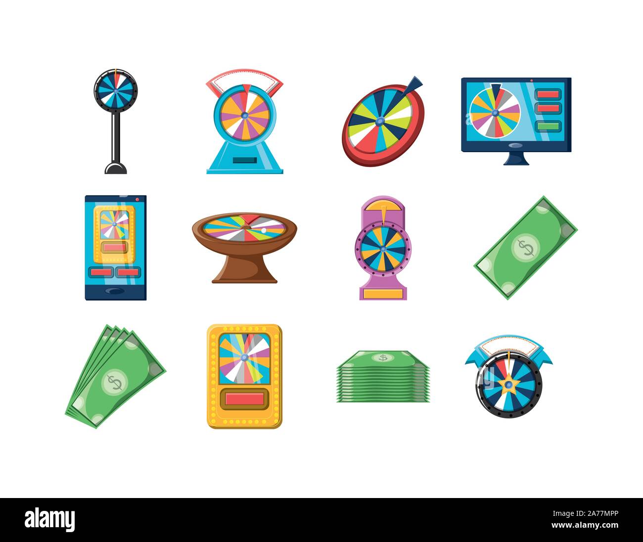 roulette icon set pack, High Quality variety symbols Vector ...