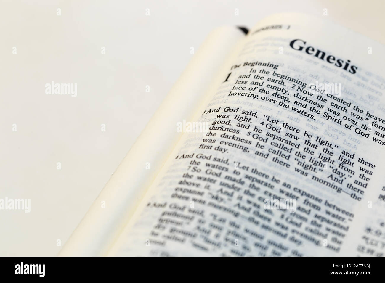 Genesis scripture in the holy bible closeup view Stock Photo - Alamy
