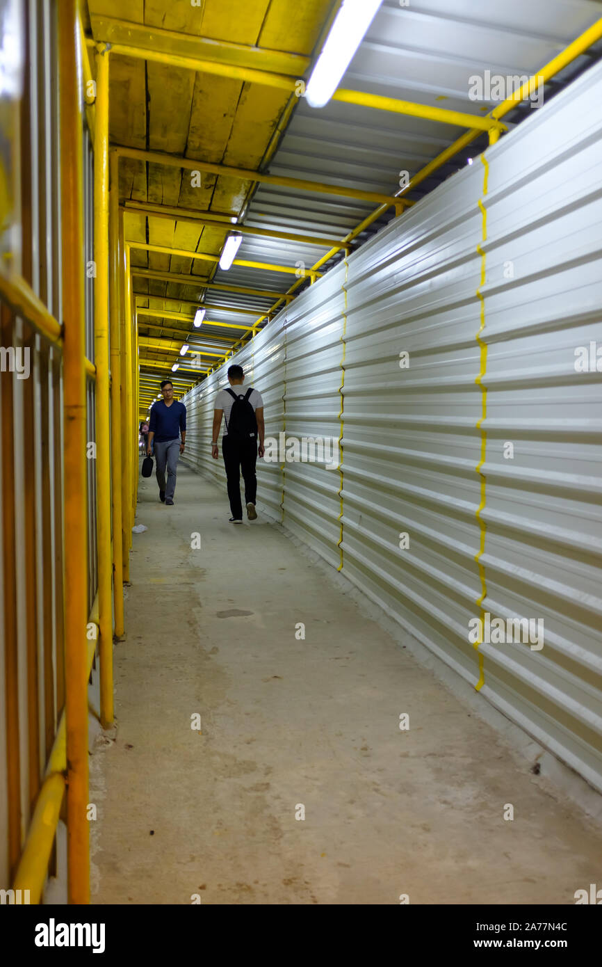Singapore-16 MAR 2018:protective canopy over the sidewalk near a house ...