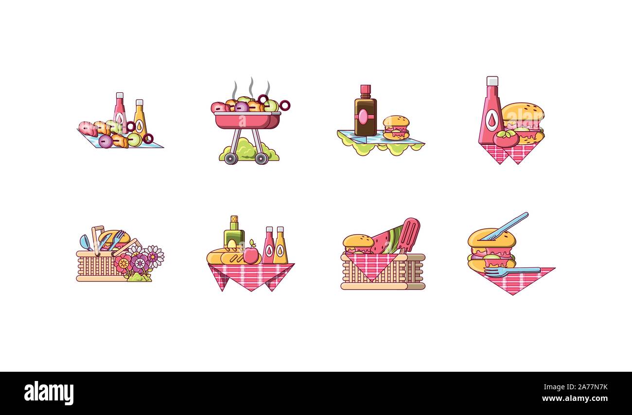 picnic icon set pack, High Quality variety symbols Vector illustration ...