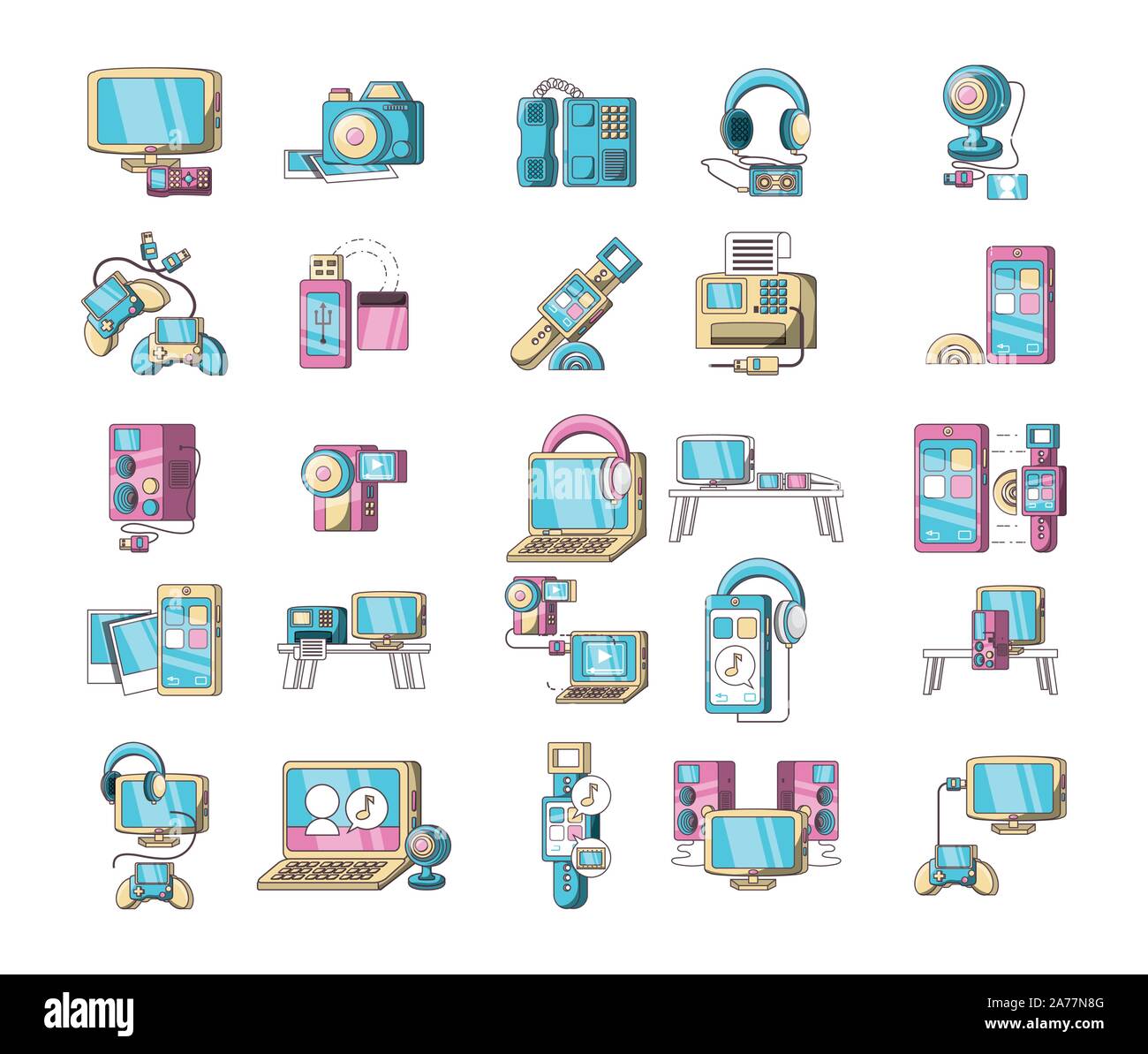 technology icon set pack, High Quality variety symbols Vector ...