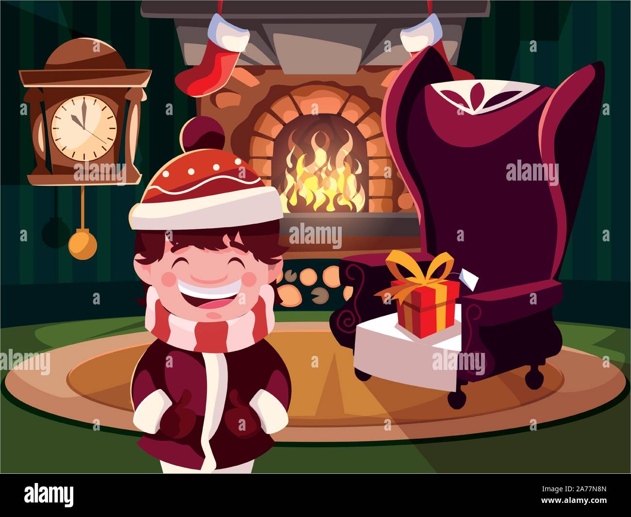 kid cartoon design, Merry christmas season decoration card invitation ...
