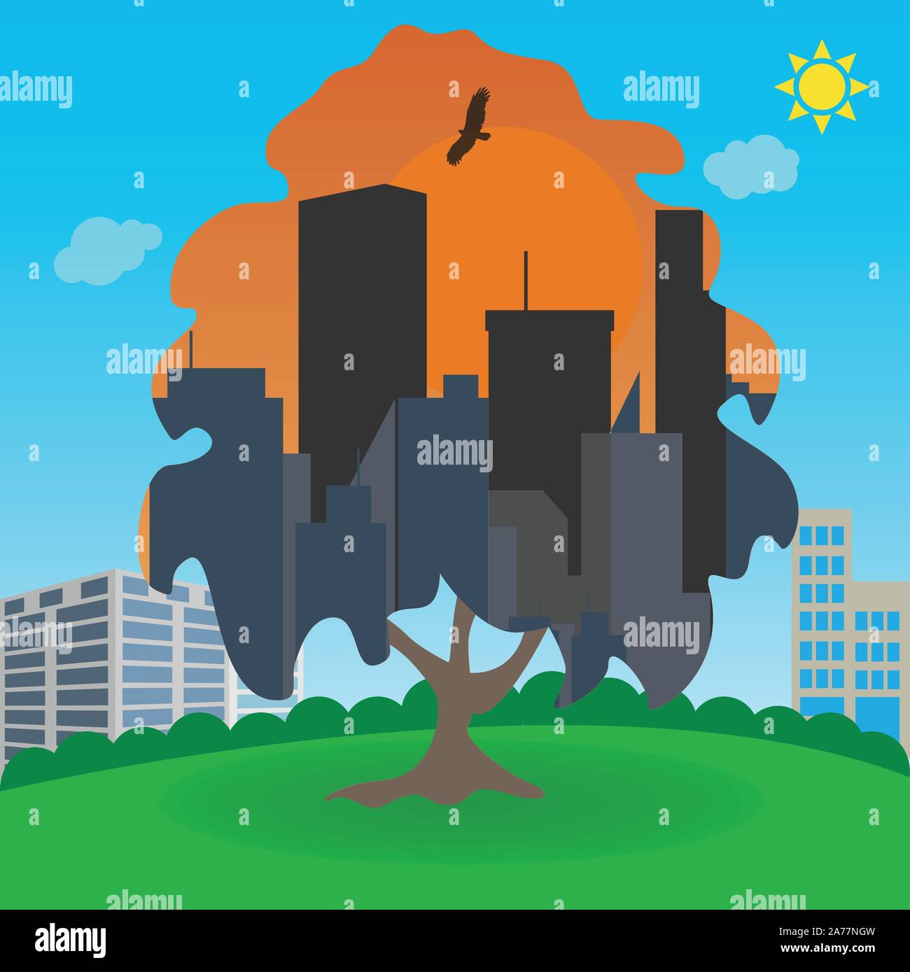 Tree with block shapes inside of it Stock Vector Image & Art - Alamy