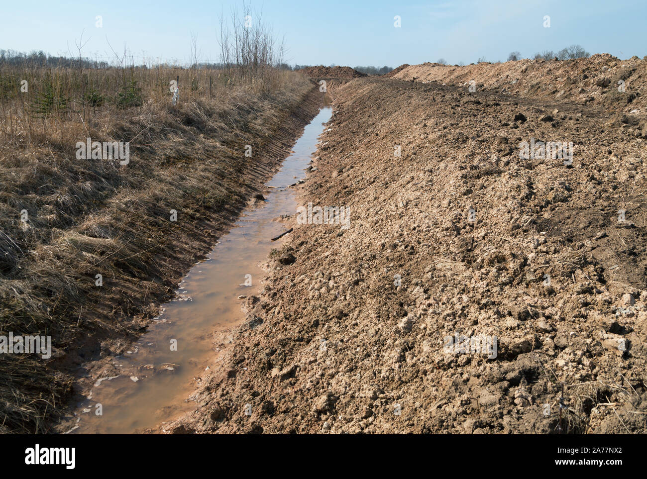 New water catchment canal for agriculture near fields Stock Photo - Alamy
