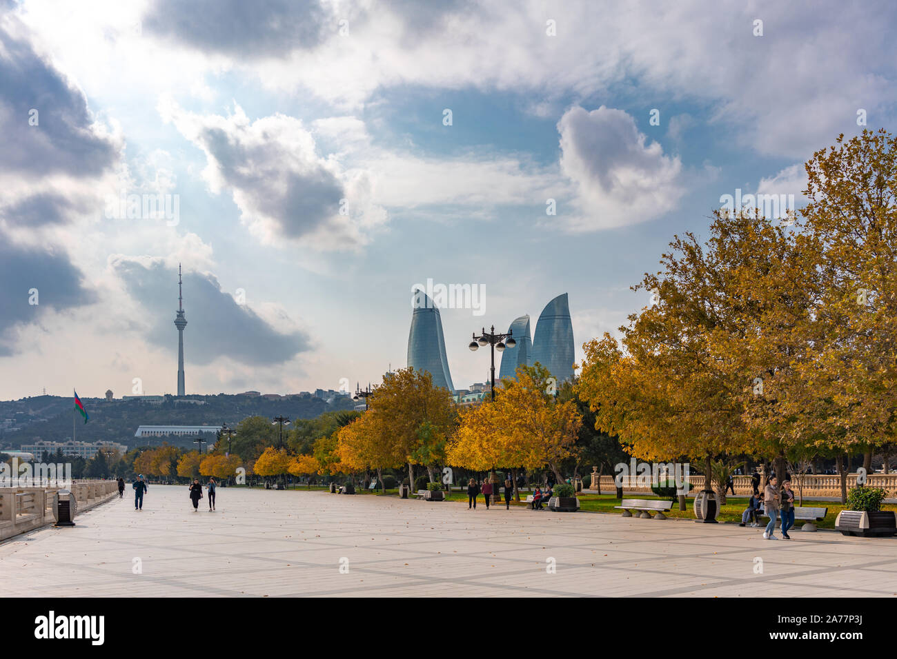 Azerbaijan, Baku, October 30, 2019 National Seaside park in the fall ...