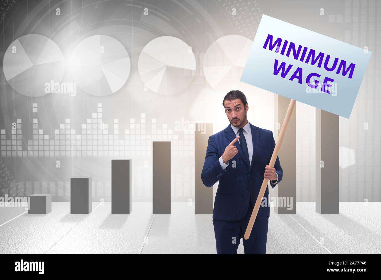 The concept of minimum wage with businessman Stock Photo - Alamy