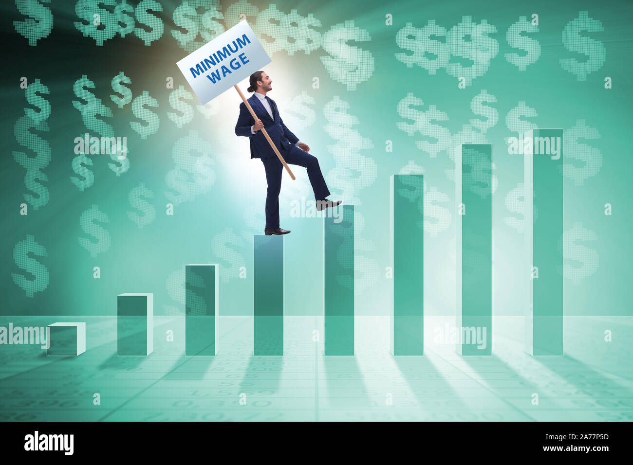 The concept of minimum wage with businessman Stock Photo - Alamy