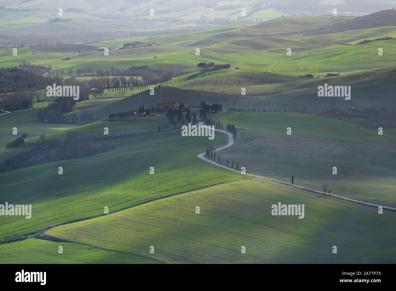 Green Tuscany fields landscape in Italy, famous nature landmarks Stock ...