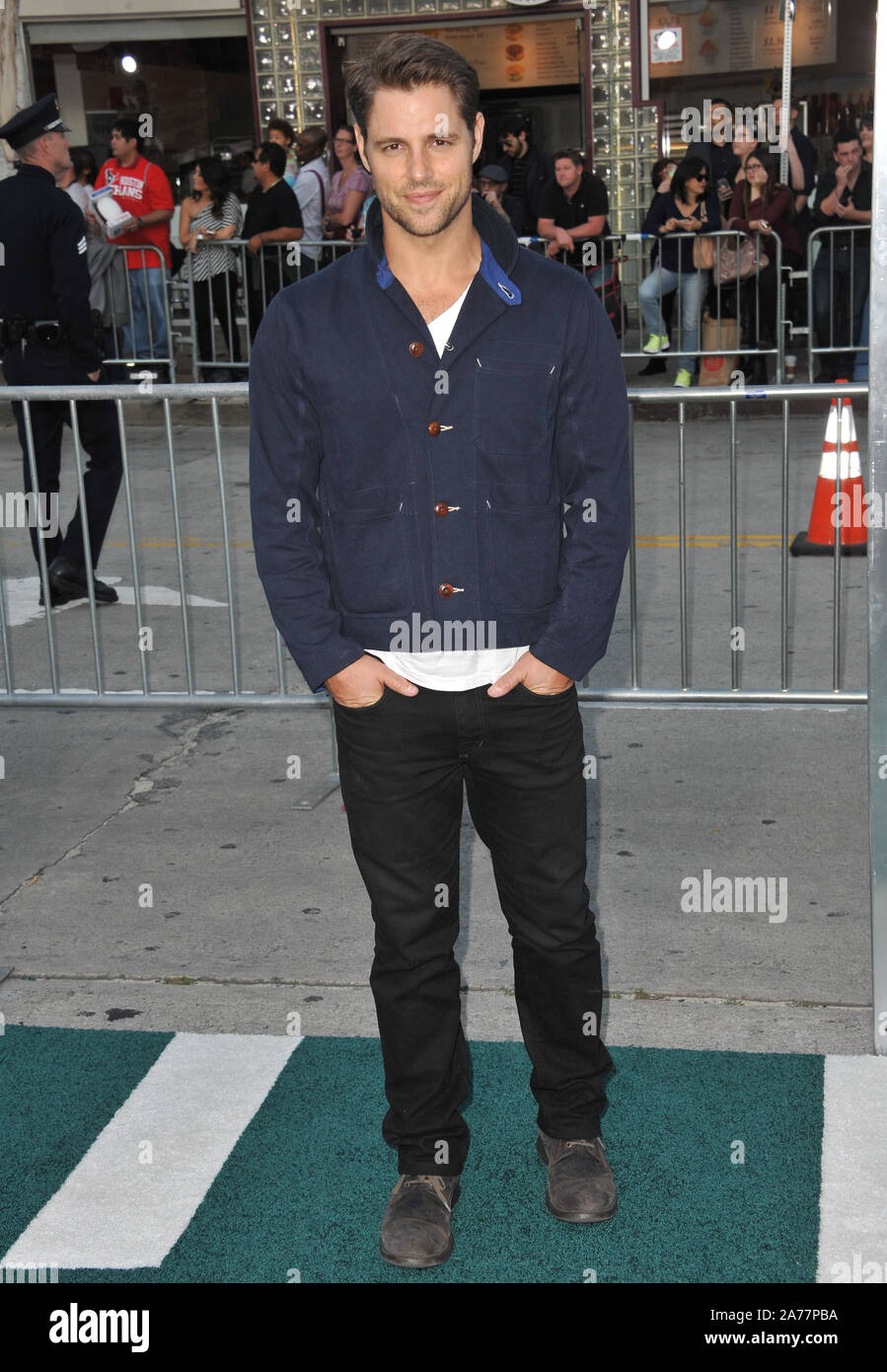LOS ANGELES, CA - APRIL 7, 2014: Sam Page at the Los Angeles premiere ...