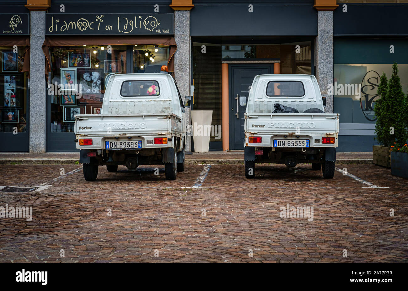 typical italian vehicles (wagon) in the city of Omegna, Italy Stock ...